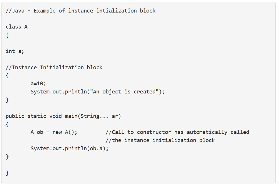 Instance Initialization Block Decodejava
