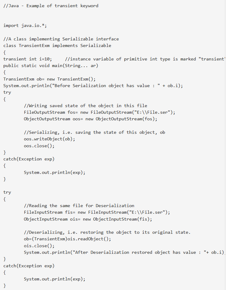 Transient Keyword In Java Decodejava